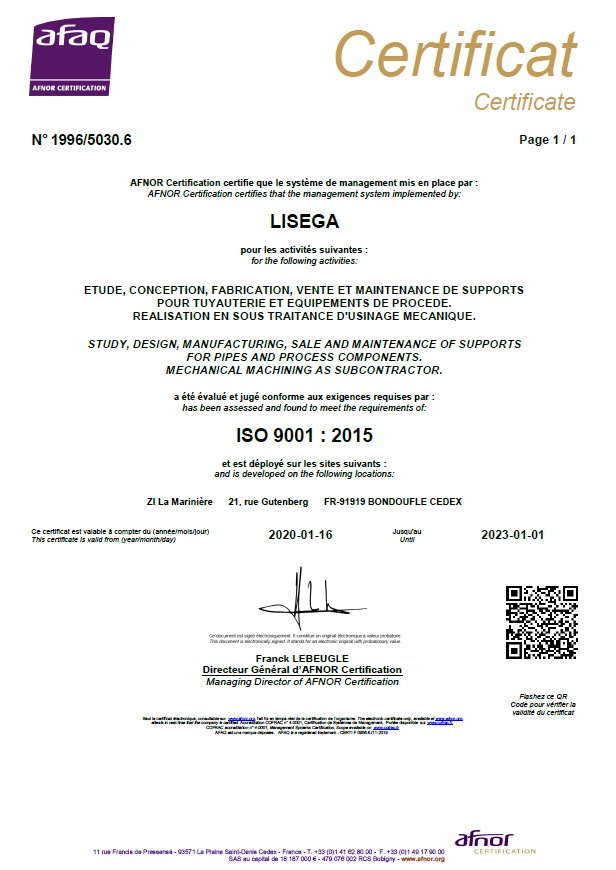 ISO 9001 - LISEGA SE : LISEGA SE